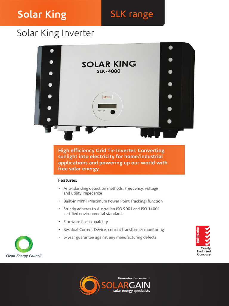 Solar King Grid Tie Inverter Features | PDF