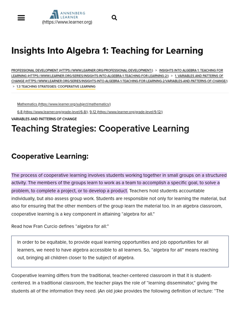 Cooperative Learning | Download Free PDF | Learning | Teachers