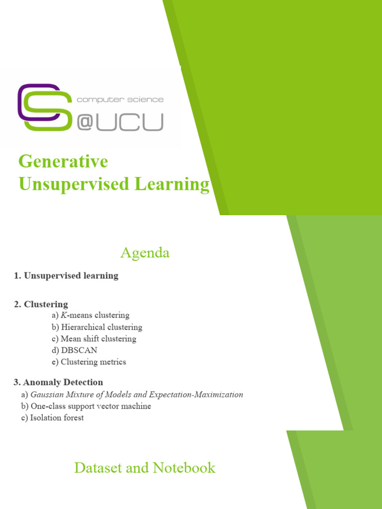 Lecture 12 - Unsupervised Learning - Shoould Be Marged | PDF | Cluster Analysis | Machine Learning