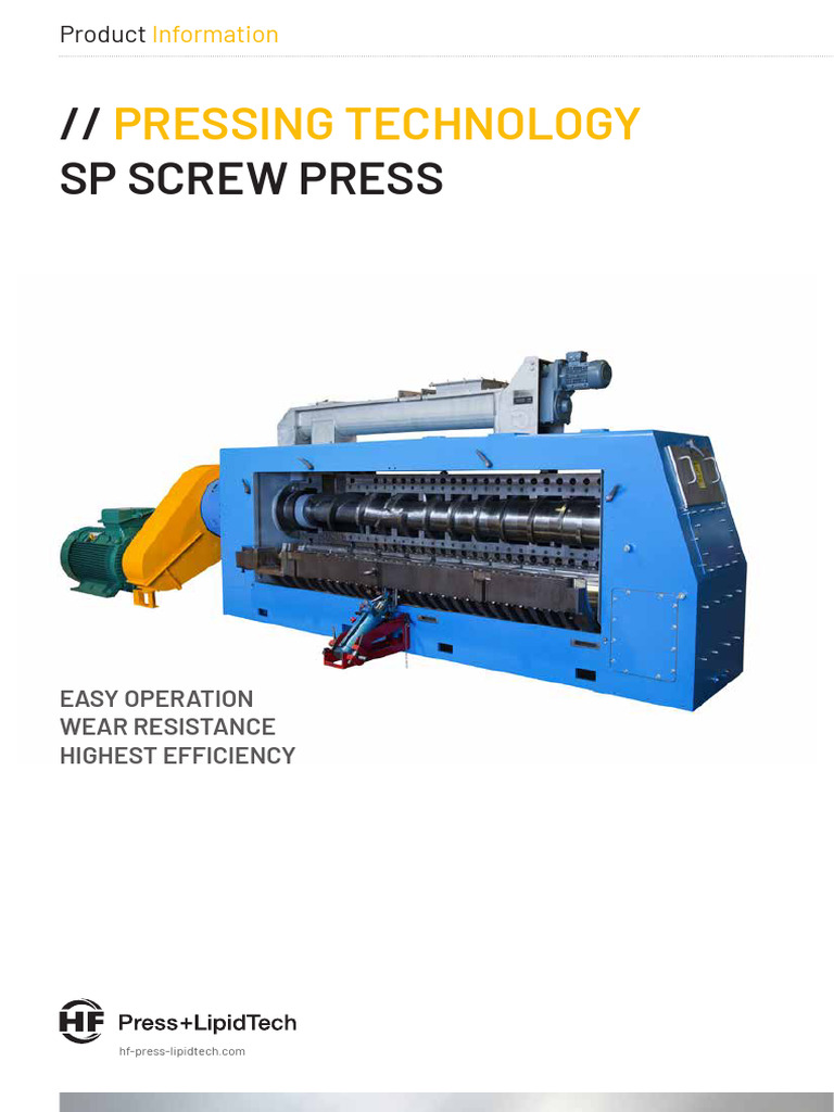 Industrial Screw Press Guide | PDF | Screw | Manufactured Goods