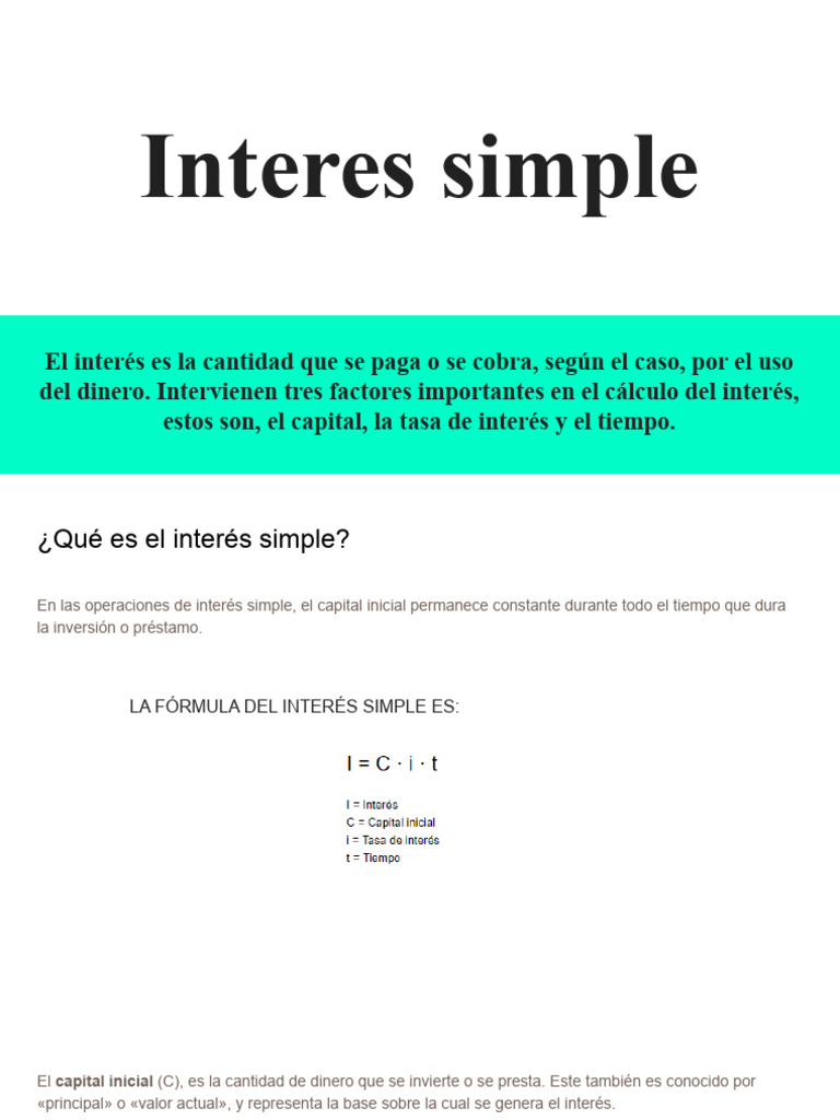 Interes Simple | PDF | Interés | Economias