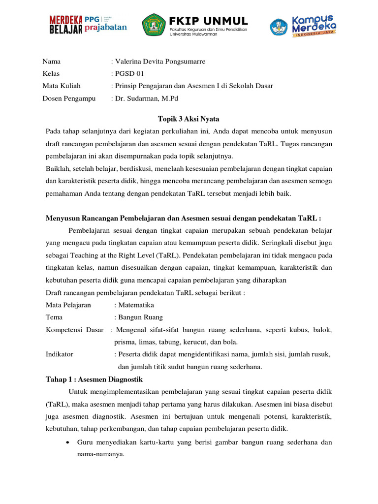 Aksi Nyata - T3 - Valerina Devita Pongsumarre | PDF