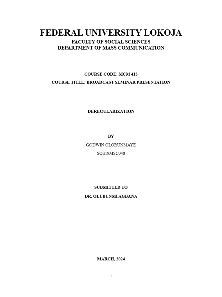 Nigerian Broadcast Deregulation | PDF | Media (Communication ...