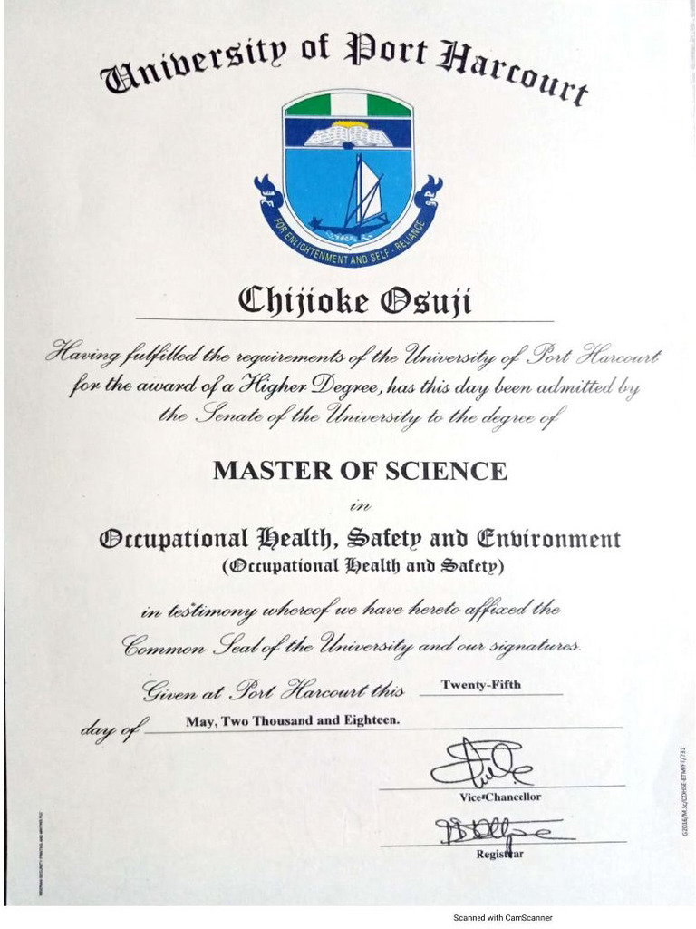 Master of Science Degree Certificate | PDF
