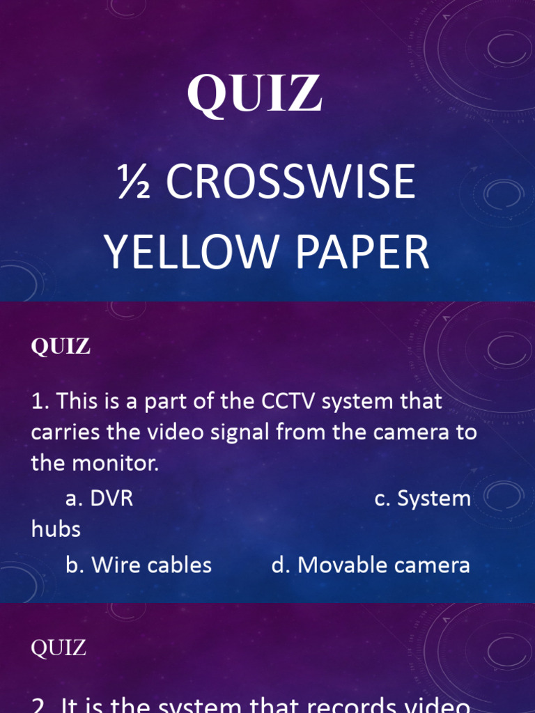 CCTV System Quiz and Color Coding Guide | PDF | Camera | Imaging