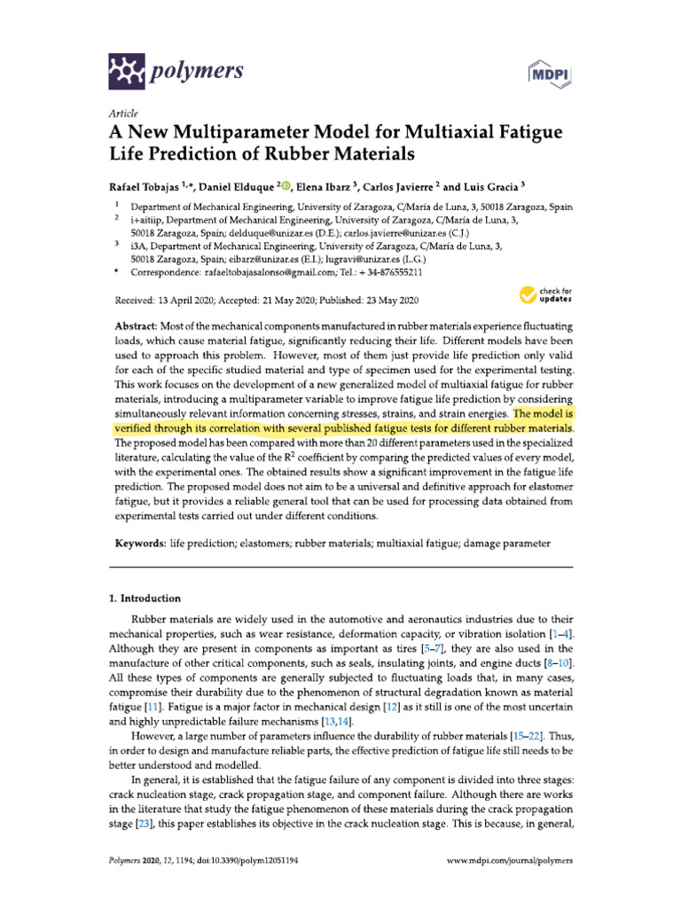 A New Multiparameter Model For Multiaxial Fatigue Life Prediction of ...