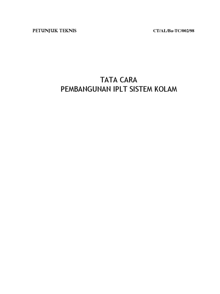 Panduan Pembangunan IPLT Sistem Kolam | PDF