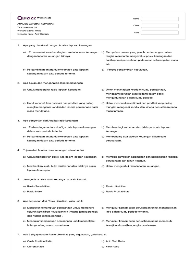 Analisis Rasio Keuangan: Kunci Evaluasi Perusahaan | PDF | Bisnis | Pengelolaan Keuangan & Uang