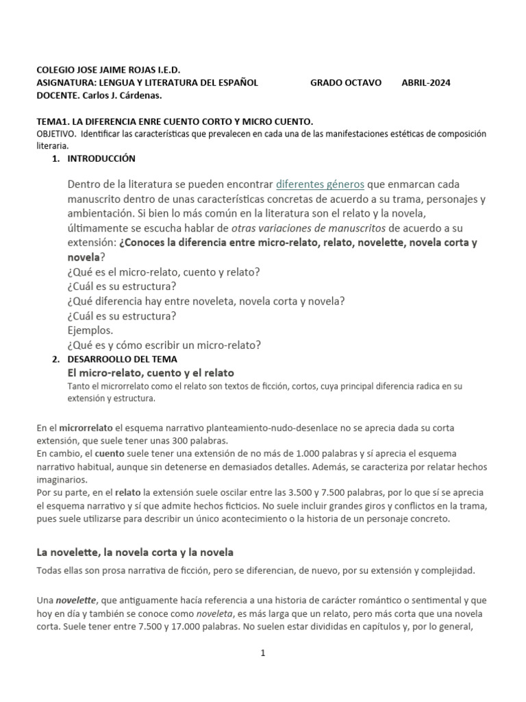 Cuentos y Micro-Cuentos Octavo | PDF | Cuentos | Narración