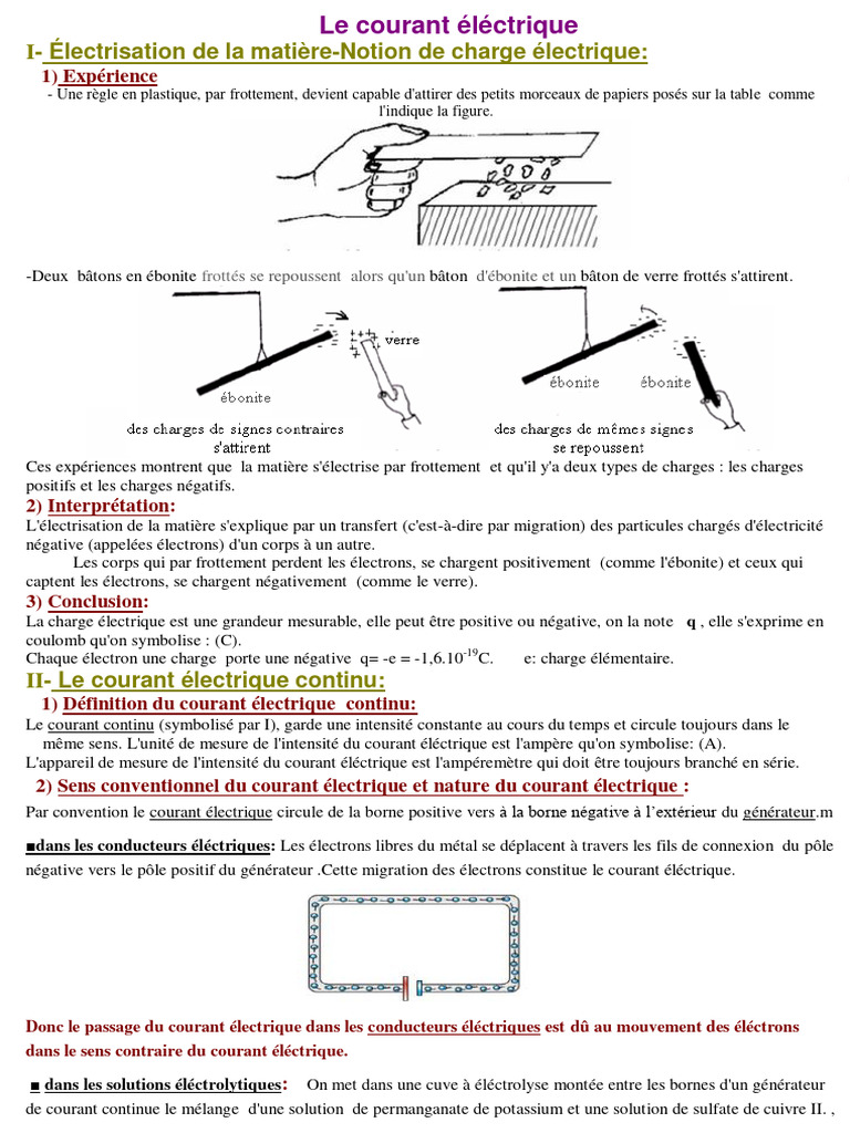 Électrisation et courant électrique | PDF | Courant électrique | Charge ...