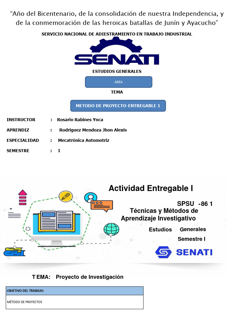 Entregable Numero 1 SENATI | Descargar gratis PDF | Aprendizaje | Planificación