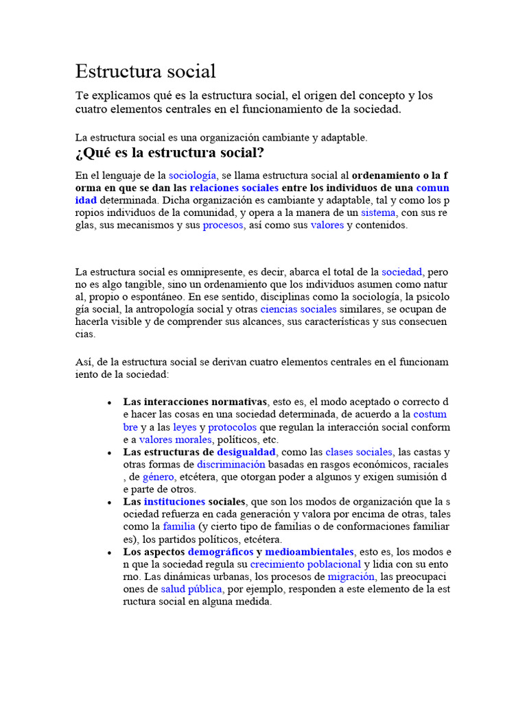 Estructura social | PDF | Sociedad | Estructura social