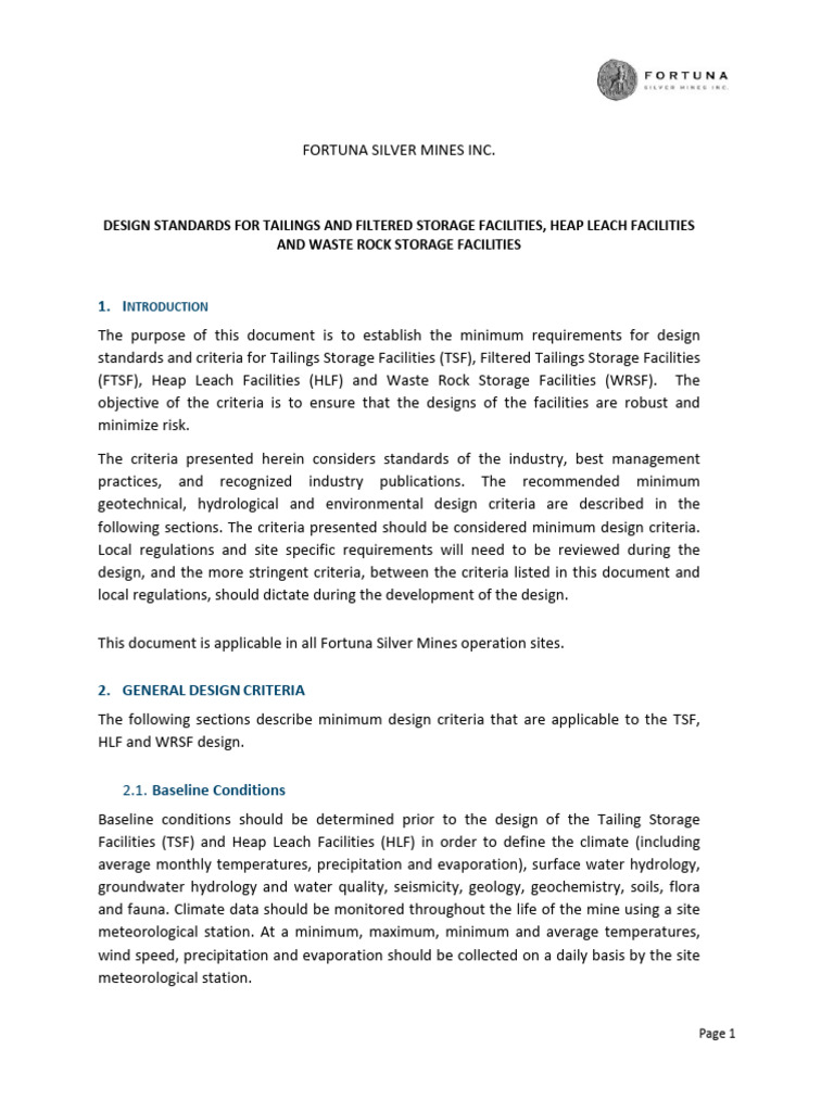 Design Standards For Tailings and Filtered Storage Faci | PDF | Dam ...
