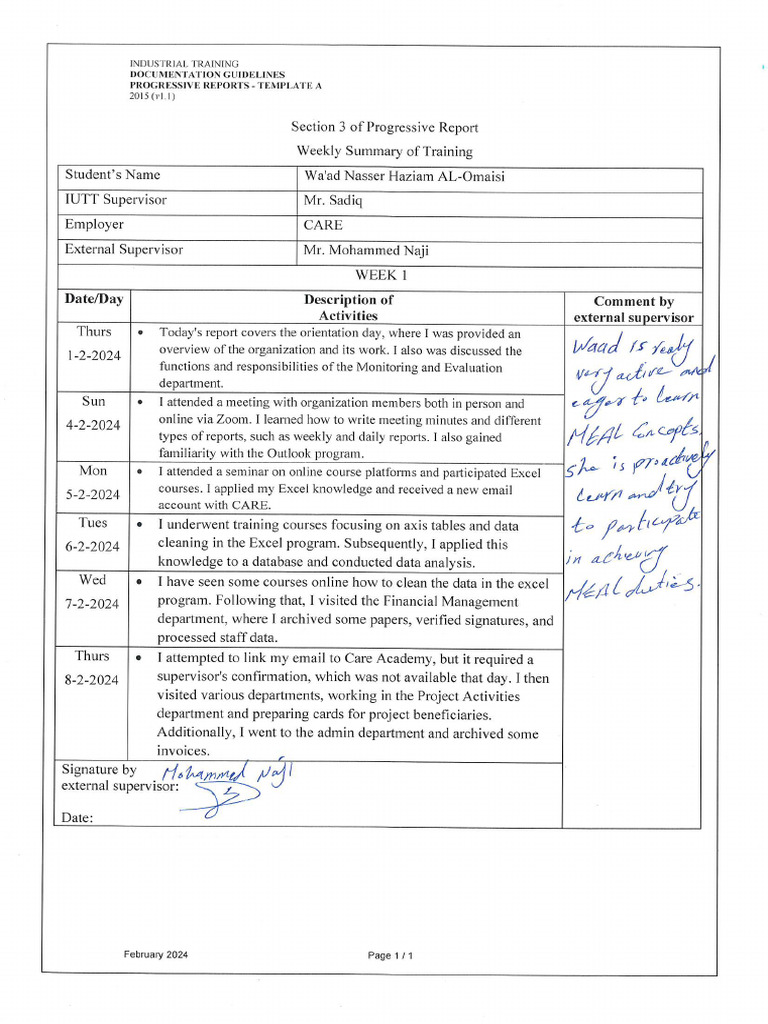 Progressive Report Week 1 | PDF