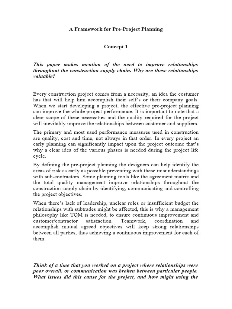 Pre-Project Planning - 5 | Download Free PDF | Supply Chain | Customer