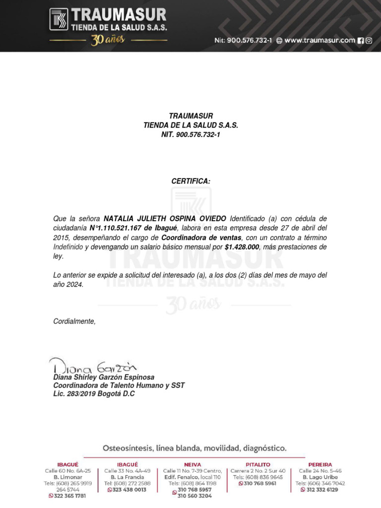 Natalia Ospina Certifi | PDF