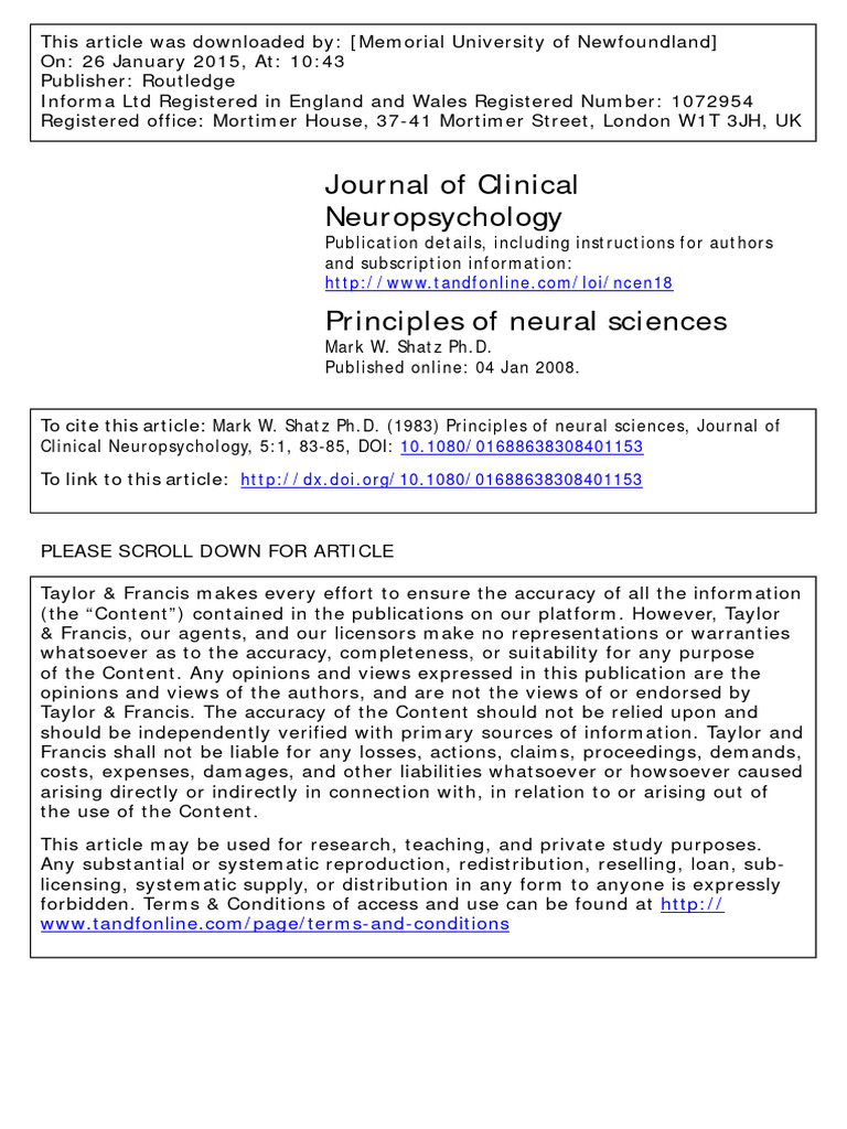 Principles of Neural Sciences Review | PDF | Major Depressive Disorder ...