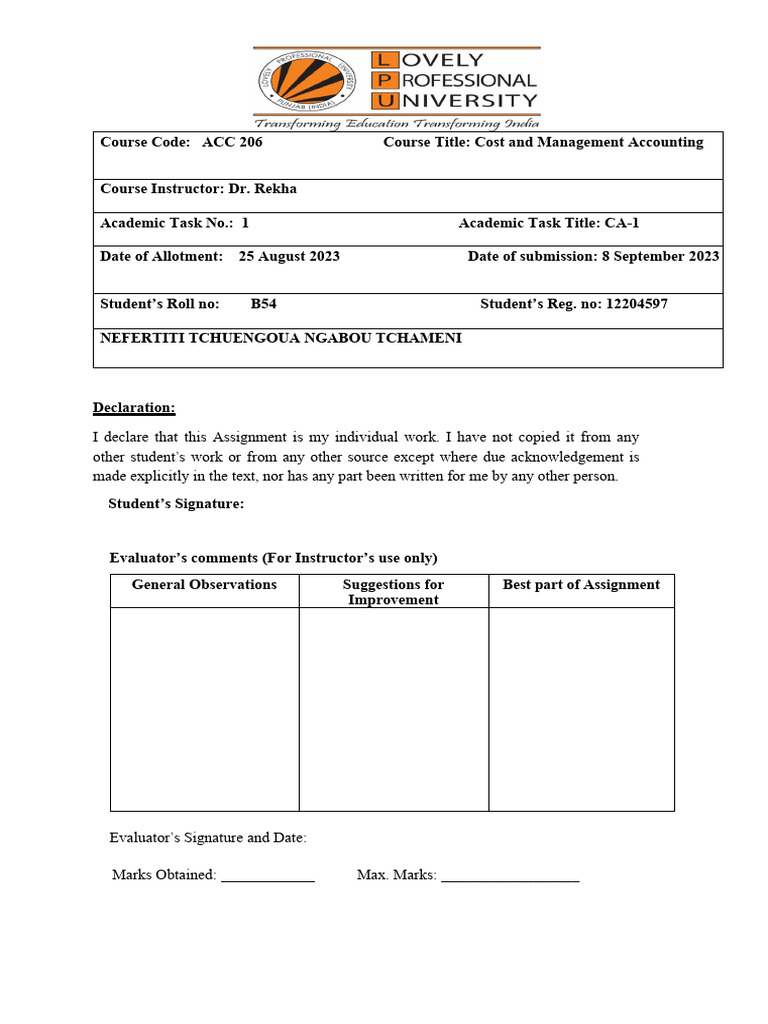 Acc 205 Ca1 | PDF | Expense | Financial Accounting
