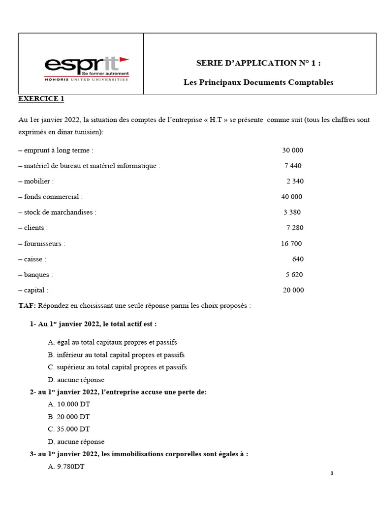 Devoir 1 | PDF | Capitaux propres | Bilan comptable
