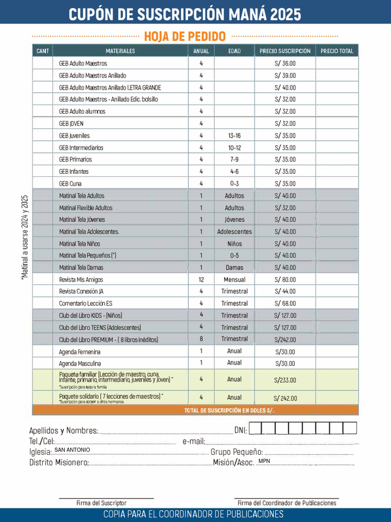 Inscripcion Mana 2025 | PDF