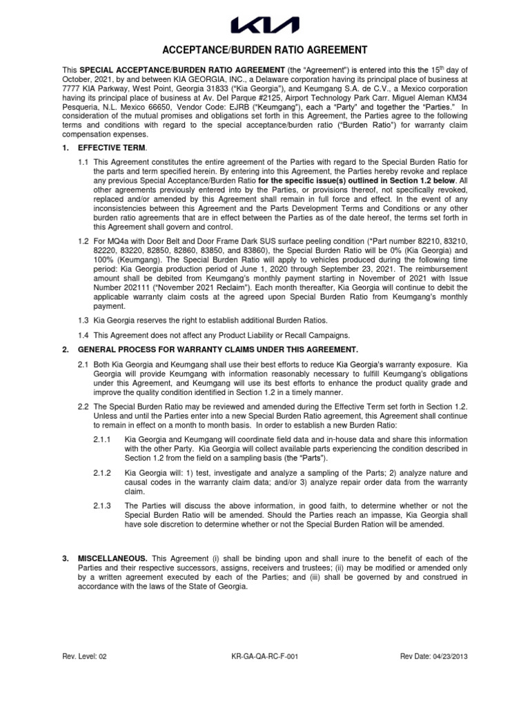 2021 Keumgang Special Burden Ratio Agreement Legal Rev Final | PDF ...