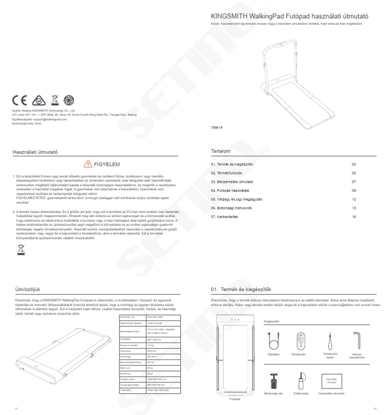 WalkingPad R1 User Manual HU Web | PDF