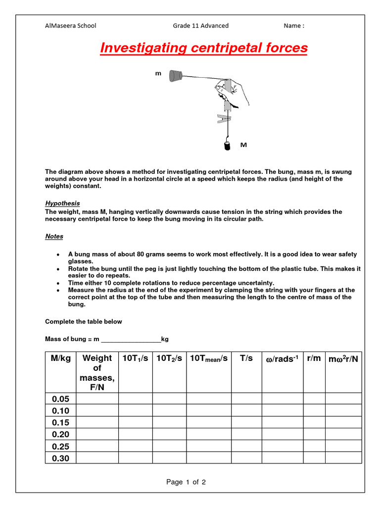 Investigating Centripetal Forces | PDF Investigating Centripetal Forces | PDF