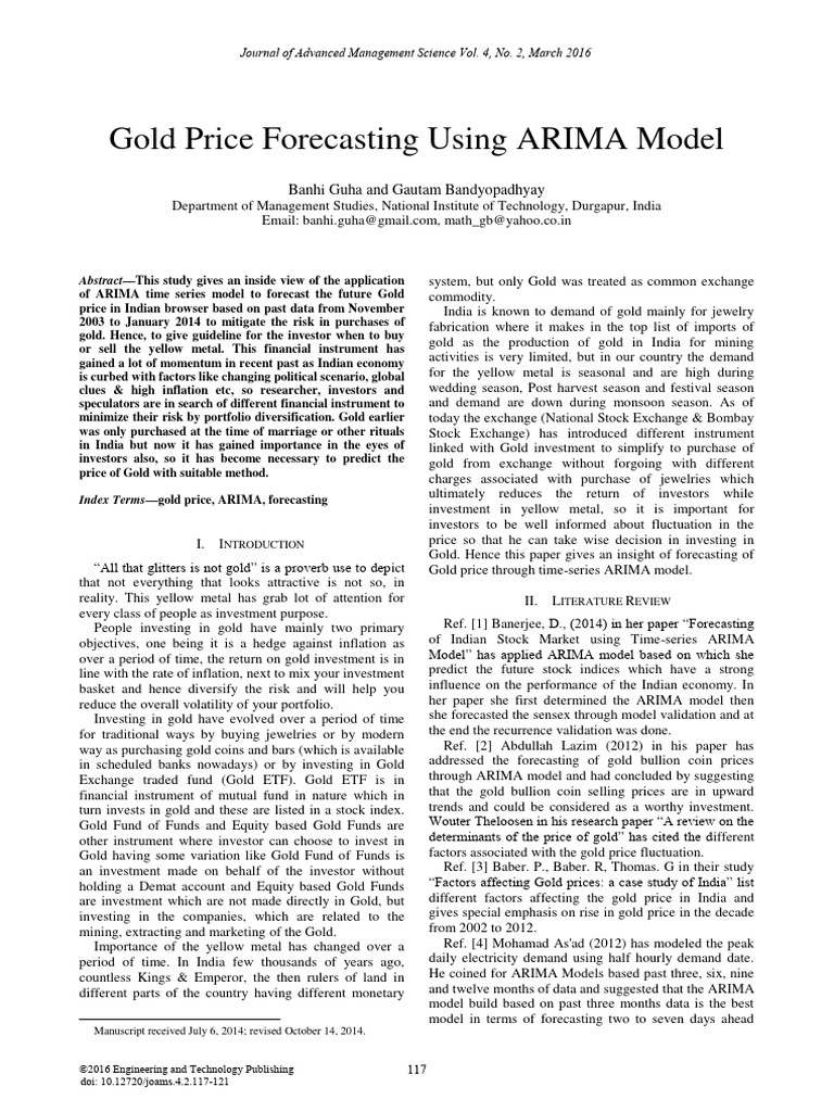 Gold Price Forecasting Using ARIMA Model | PDF | Autoregressive Integrated Moving Average ...