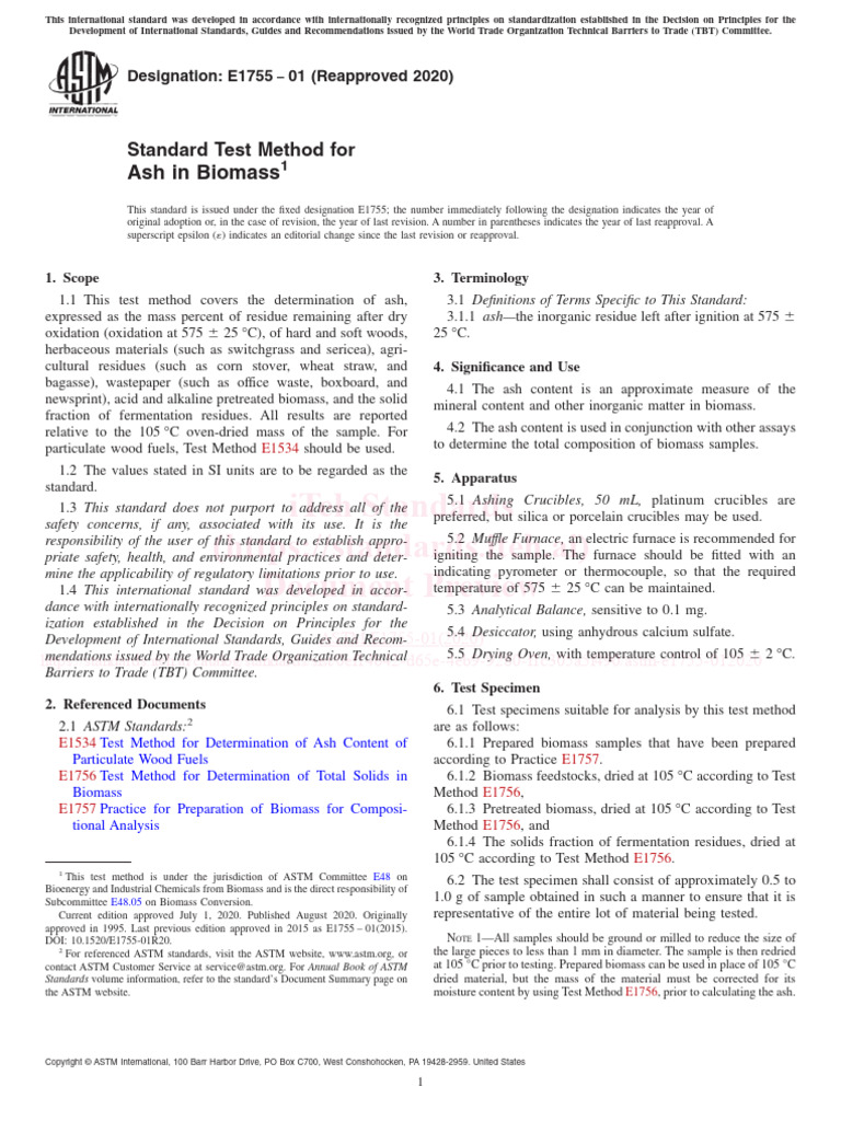 ASTM-E1755-01-2020- | PDF | Temperature | Variance