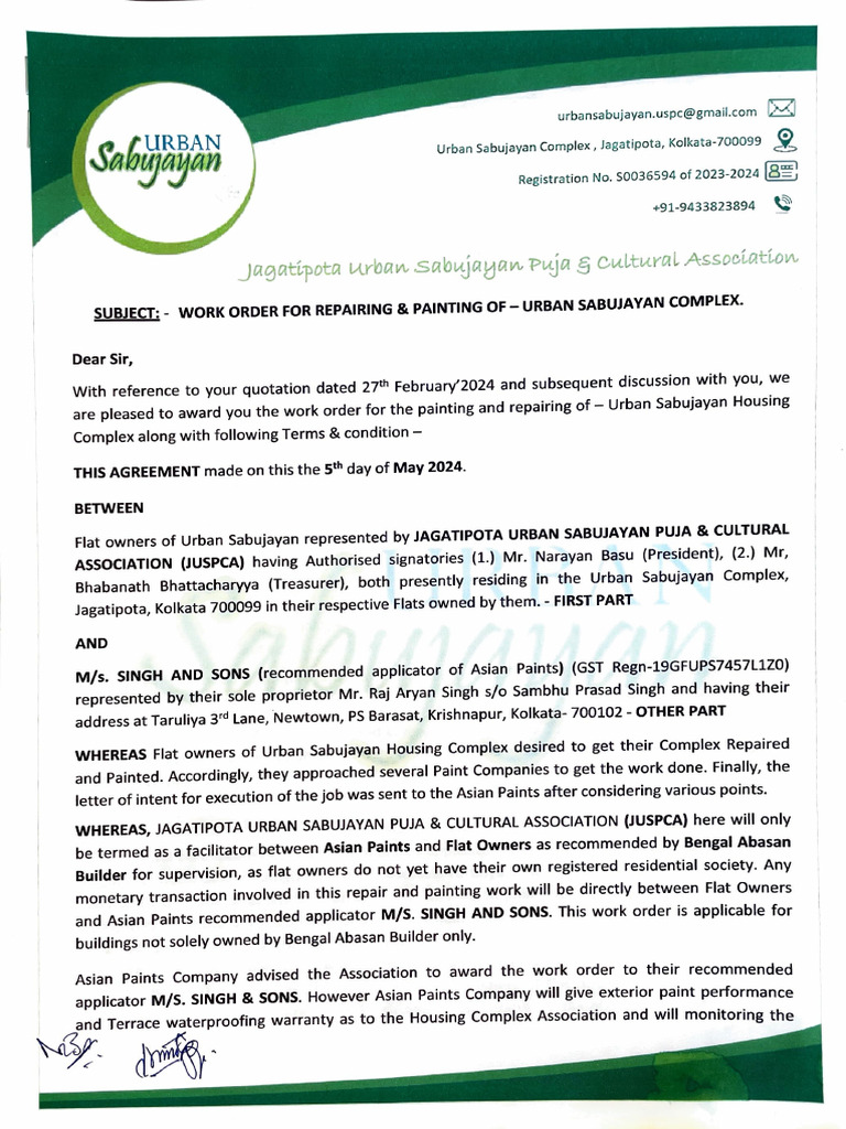 Asian Paints Work Order | PDF