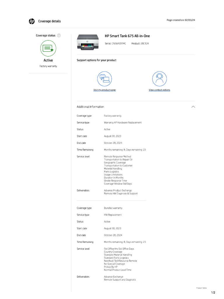 HP Warranty Card | PDF