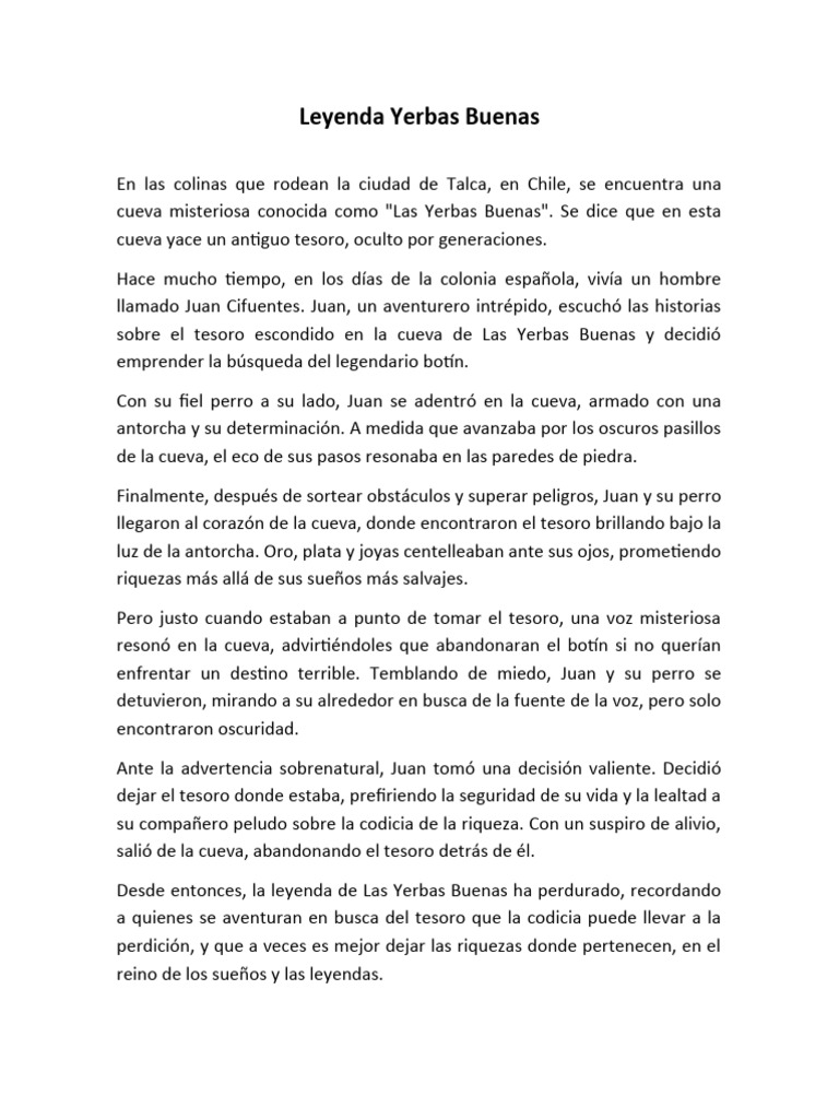 Leyenda Yerbas Buenas | PDF | Ciencias sociales | Historia