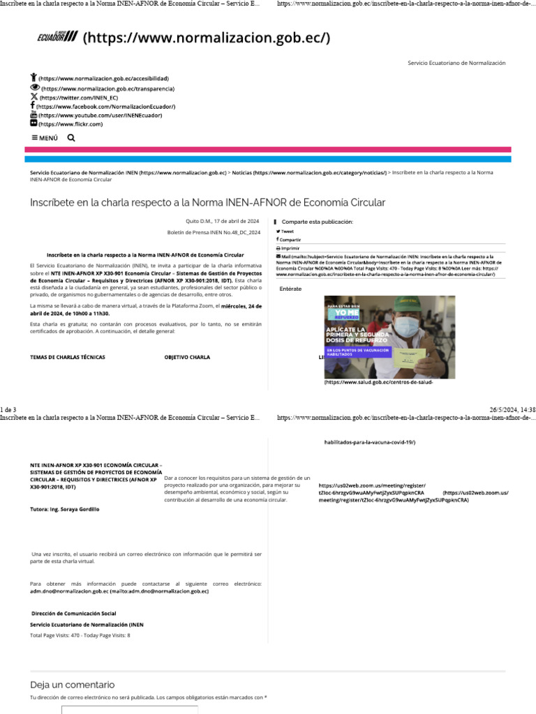 3 Inscríbete en la charla respecto a la Norma INEN-AFNOR | PDF