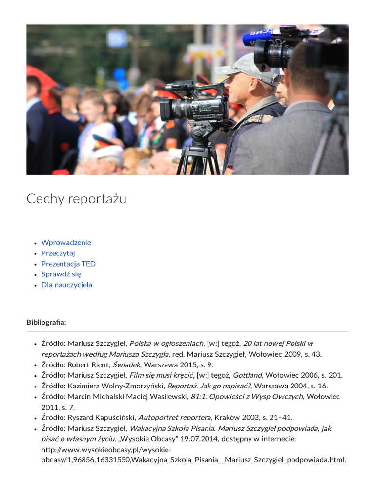 Cechy Reportazu | PDF
