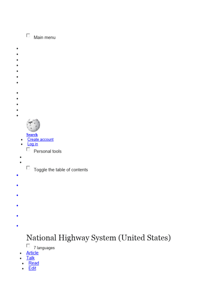 National Highway System (United States) : Main Menu | PDF | Road ...