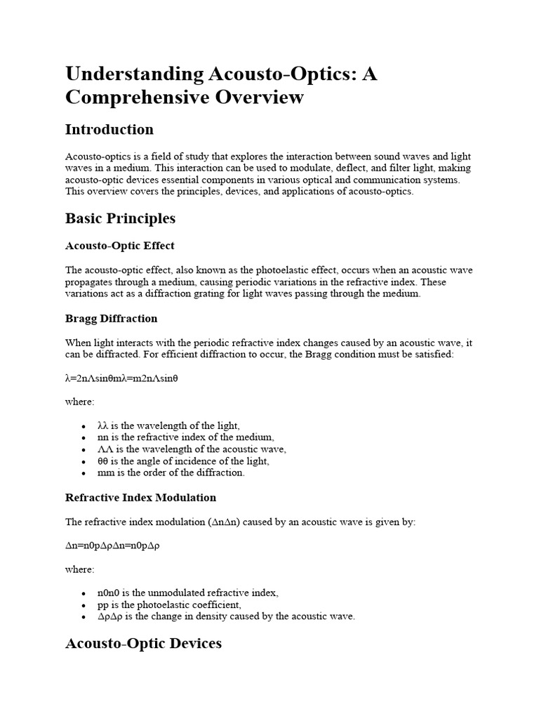 Acousto-Optic Devices Overview | PDF | Radiation | Motion (Physics)