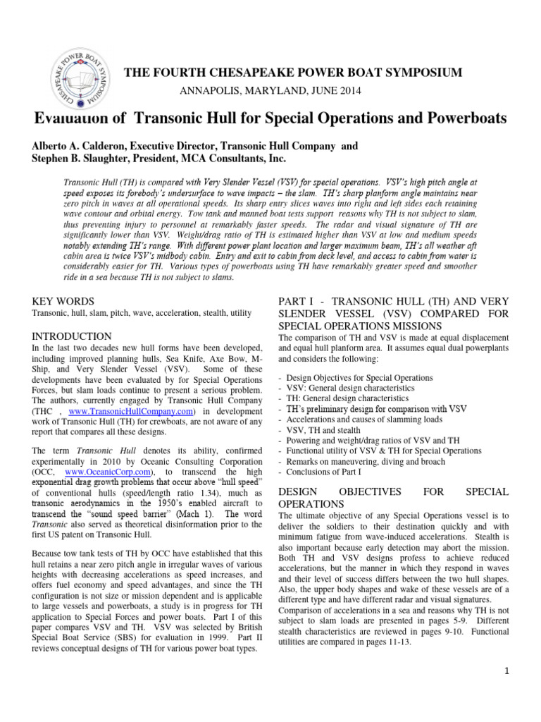 Transonic Hull vs. VSV for Powerboats | PDF | Hull (Watercraft) | Drag ...