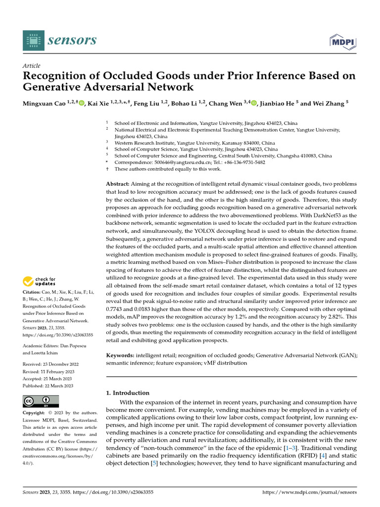 Recognition of Occluded Goods Under Prior Inference Based On Generative Adversarial Network ...