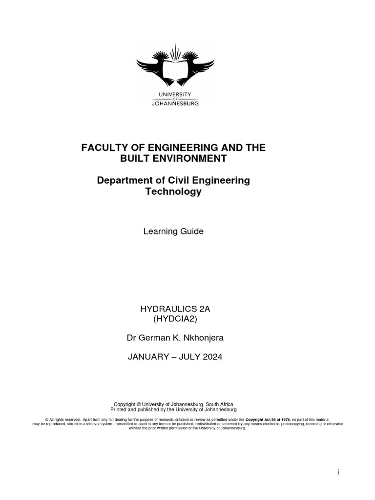 LEARNER GUIDE - HYDRAULICS 2A, 2024 | PDF | Fluid Dynamics | Pump