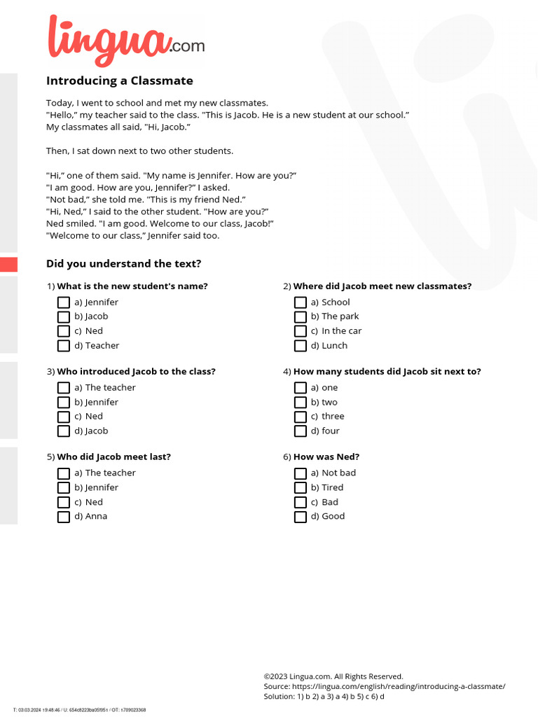 Introducing A Classmate | PDF