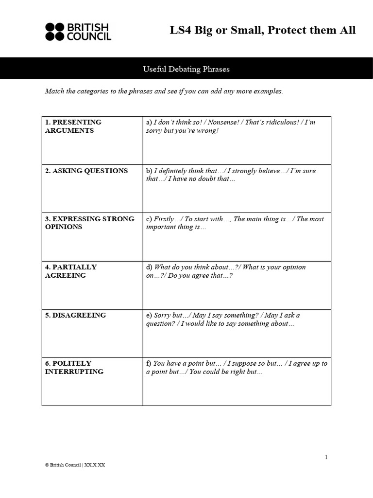 Useful Debating Phrases | PDF