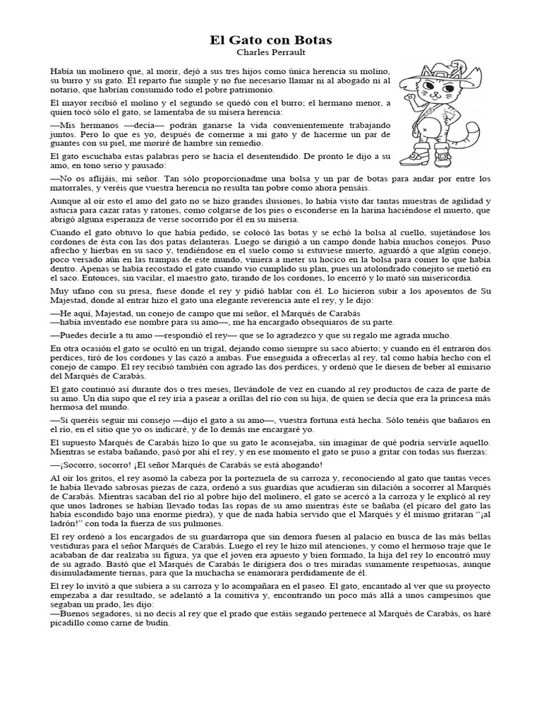 El Gato con Botas: Cuento Clásico | PDF | Gatos | Animales y humanos