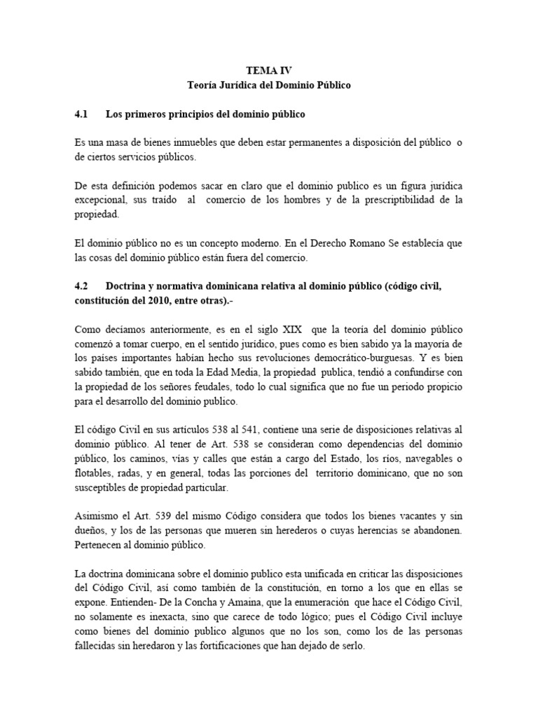 TEMA IV - Teoría Jurídica Del Dominio Público | PDF | Propiedad | Estado (política)