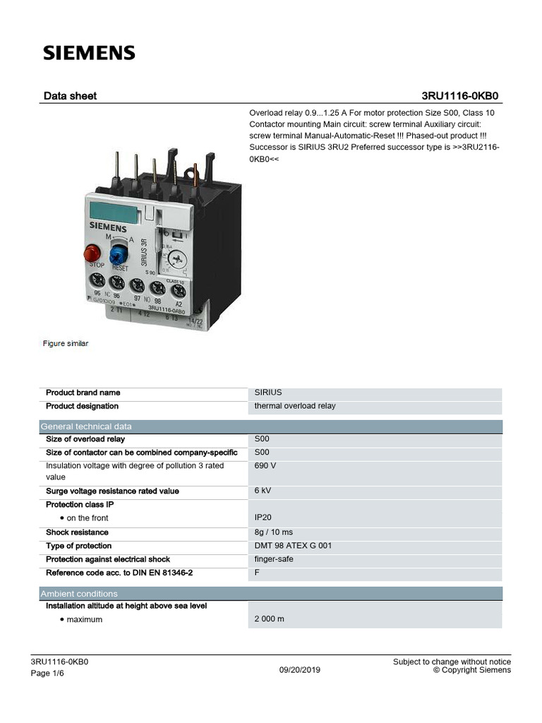 3RU11160KB0 Datasheet en | PDF | Electric Power | Electrical Components