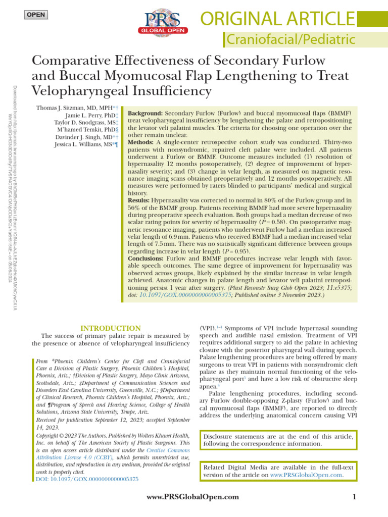 Comparative Effectiveness of Secondary Furlow And.10 | PDF
