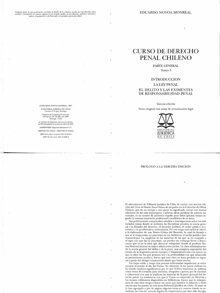 Eduardo Novoa Monreal, Curso de Derecho Penal Chileno | PDF | Derechos ... Eduardo Novoa Monreal, Curso de Derecho Penal Chileno | PDF | Derechos ...