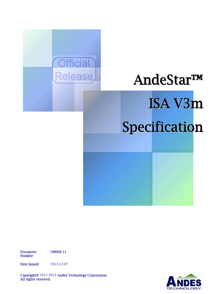 AndeStar V3m ISA Spec UM068 V1.1 | PDF | Central Processing Unit | Computing