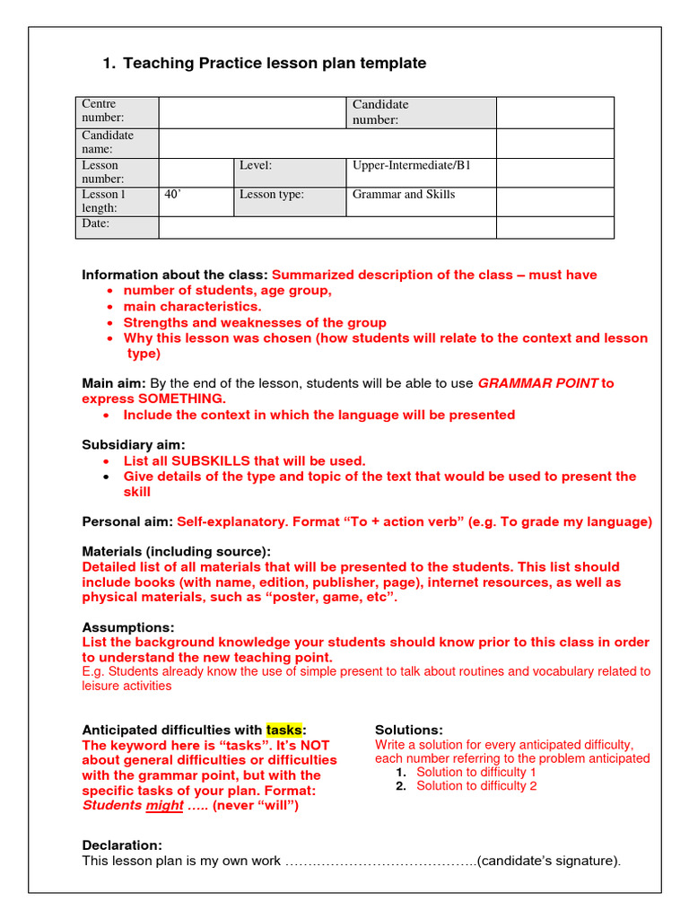 HOW TO COMPLETE Lesson Plan Template FILLED | PDF | Vocabulary | Lesson ...