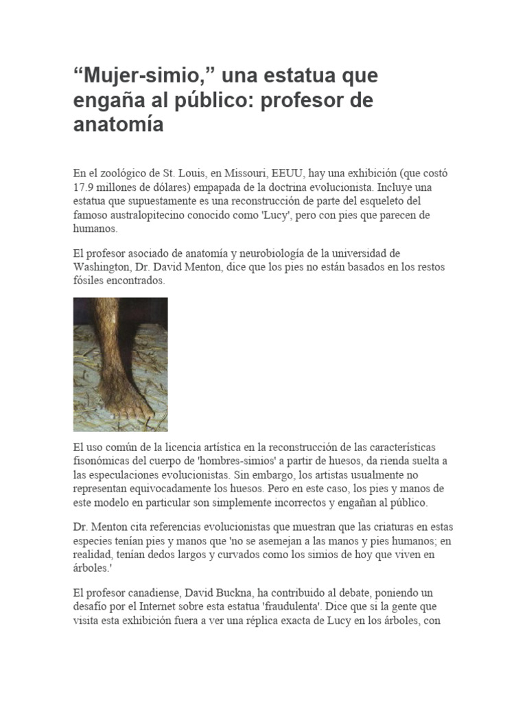 Mujer Simio - Una Estatua Que Engaña Al Público | PDF | Evolución