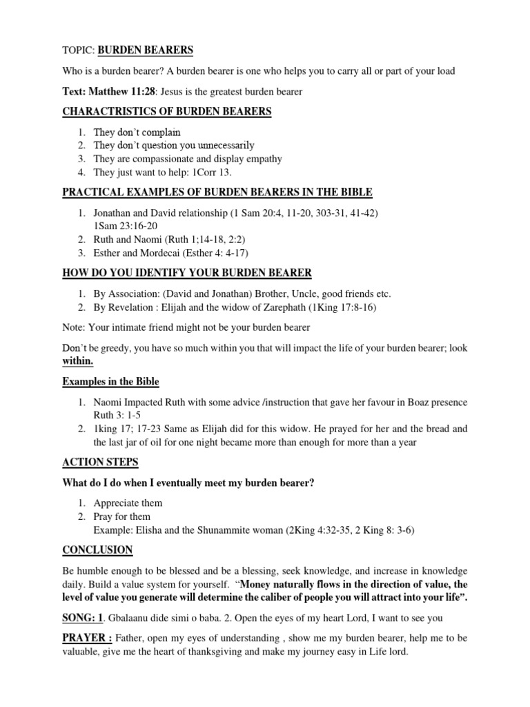 BURDEN Bearers | PDF